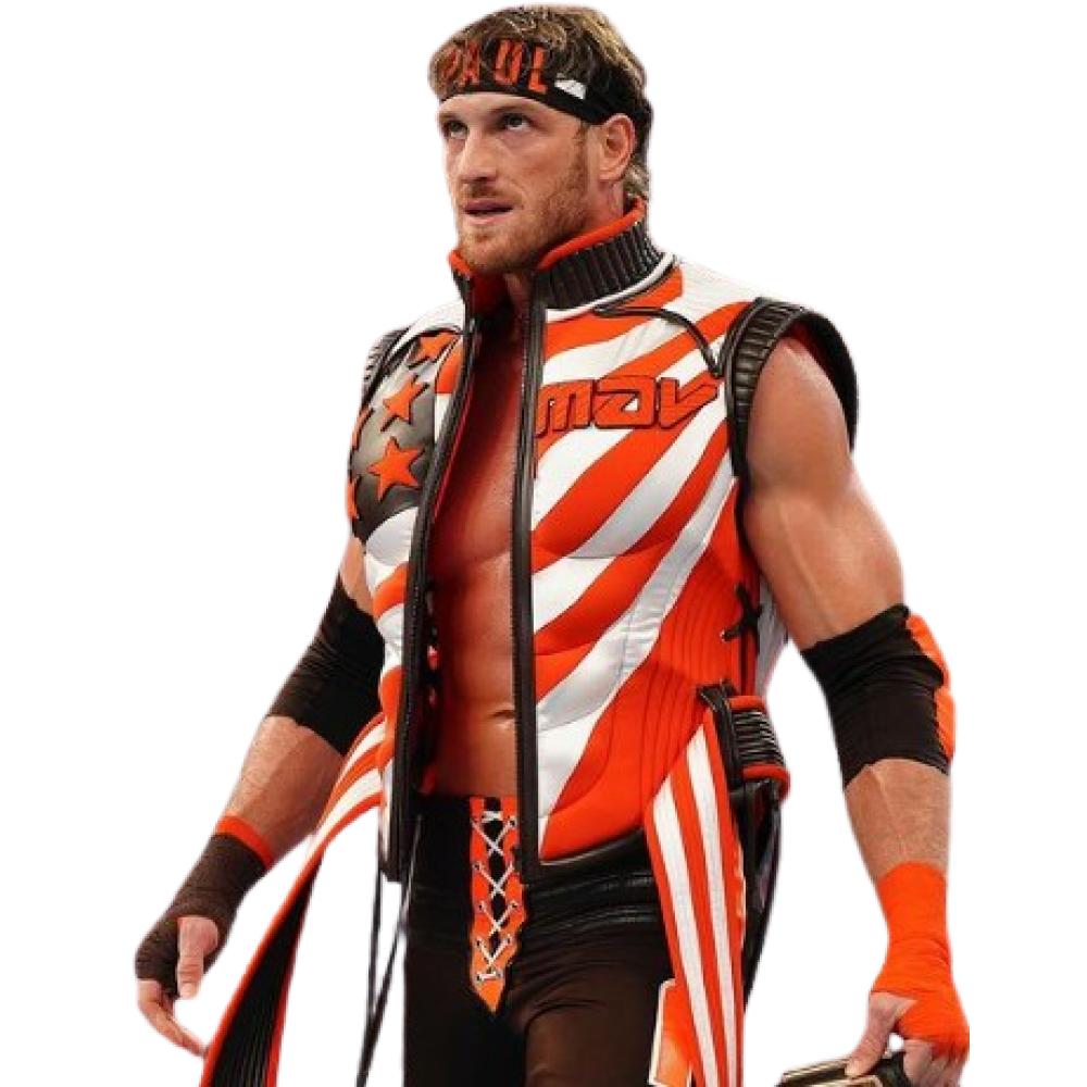 Logan Paul Orange Leather Vest | America Suits